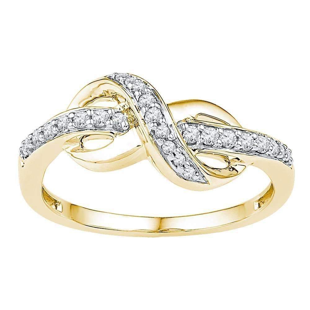 10kt Yellow Gold Women's Round Diamond Infinity Ring 1/5 Cttw - FREE S
