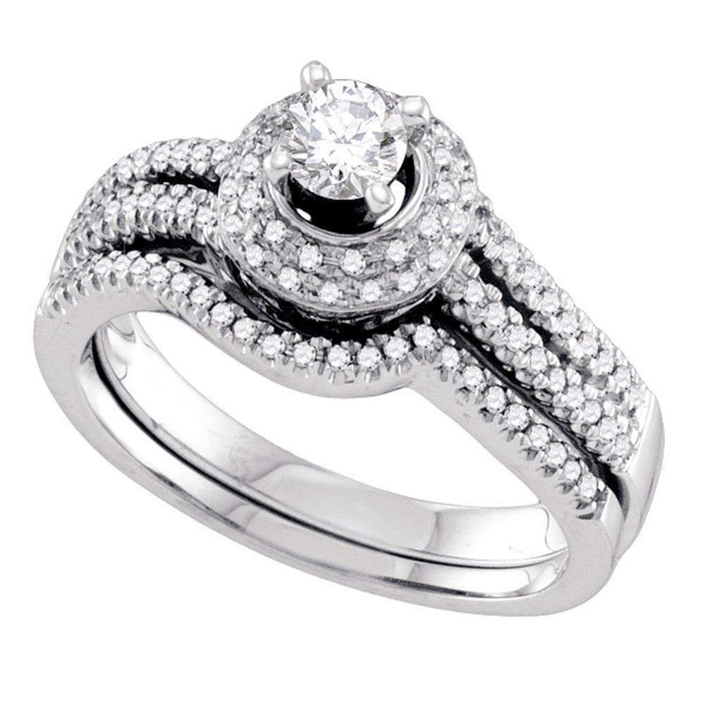 14kt White Gold Womens Round Diamond Bridal Wedding Engagement Ring B