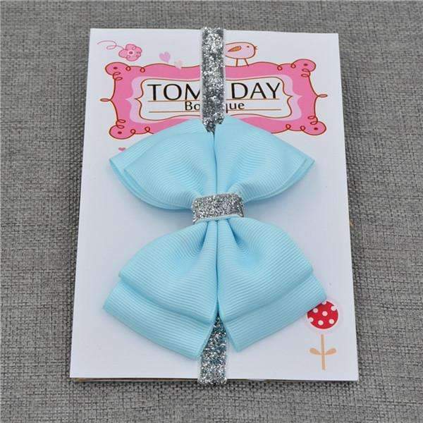 22 color new Baby hair bow flower Headband Silver ribbon Hair Band Han