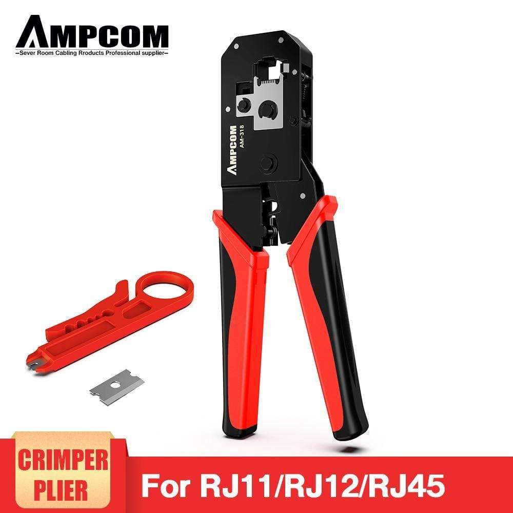 AMPCOM RJ45 Crimping Tool Ethernet Network LAN Cable Crimper Cutter St