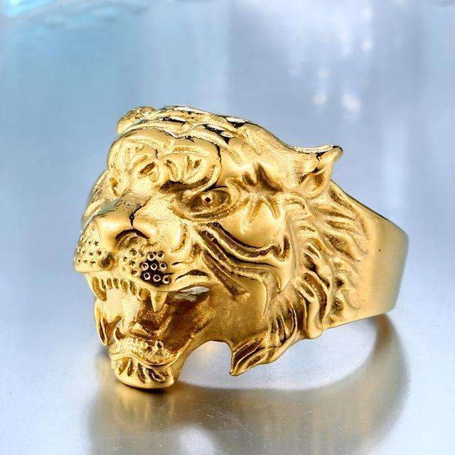BEIER 316L Stainless Steel Titanium Tiger Head Ring Men Personality Un
