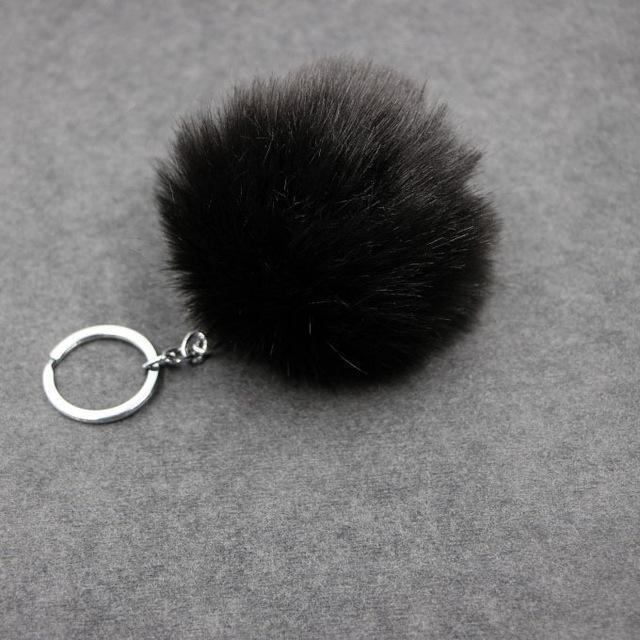 Fluffy Pompon Fur Ball Key Chain For Women Faux Rabbit Fur Pompom Keyc