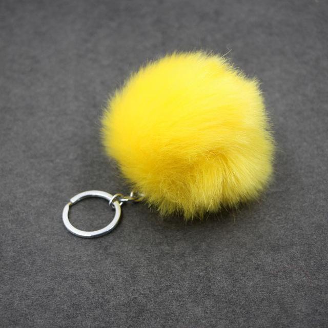 Fluffy Pompon Fur Ball Key Chain For Women Faux Rabbit Fur Pompom Keyc