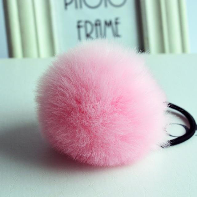 Girls Faux Rabbit Fur Ball Elastic Hair Tie