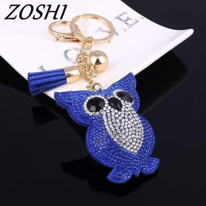 ZOSHI Cute Owl Keychain Full Rhinestone Crystal Keyring Car Key Chain