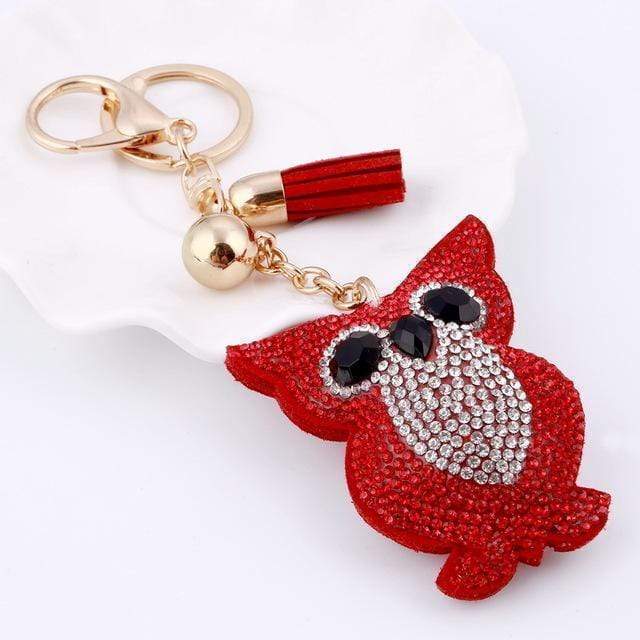 ZOSHI Cute Owl Keychain Full Rhinestone Crystal Keyring Car Key Chain