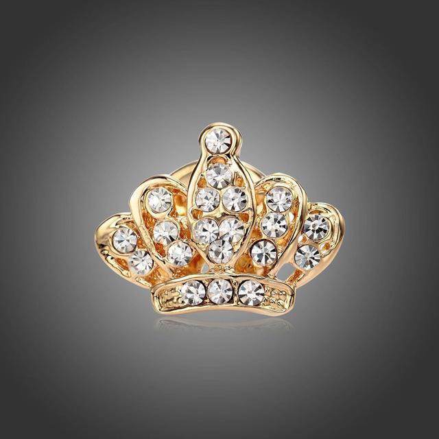 Lnrrabc Hot 1 Pc Unisex Women Men Crown Brooch Rhinestones Crystal Bre