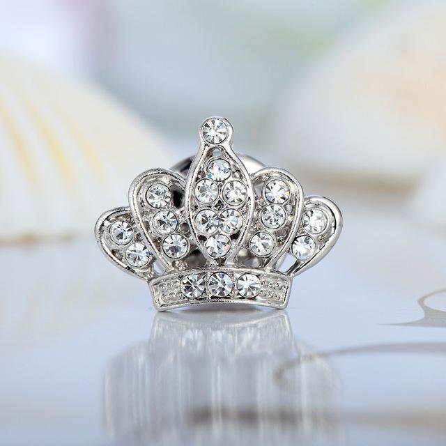 Lnrrabc Hot 1 Pc Unisex Women Men Crown Brooch Rhinestones Crystal Bre
