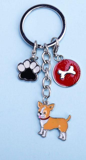 Metal PET Key Chain welsh Corgi Dogs Key Ring Bag charm Wholesale Love