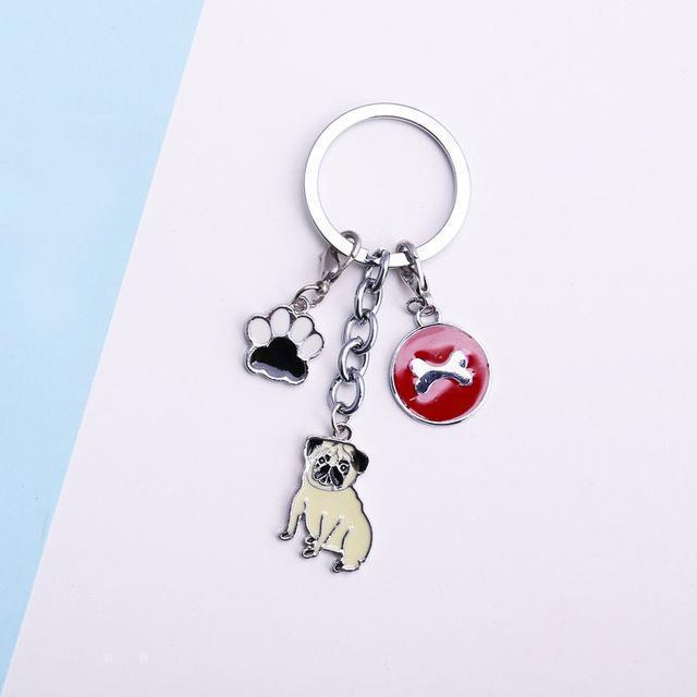 Metal PET Key Chain welsh Corgi Dogs Key Ring Bag charm Wholesale Love