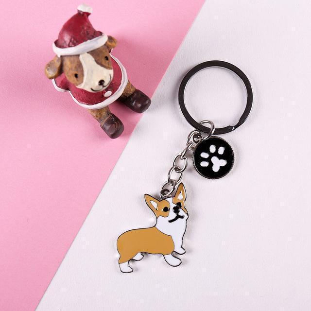 Metal PET Key Chain welsh Corgi Dogs Key Ring Bag charm Wholesale Love