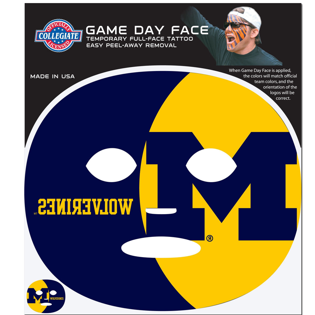 NCAA - Michigan Wolverines Game Face Temporary Tattoo