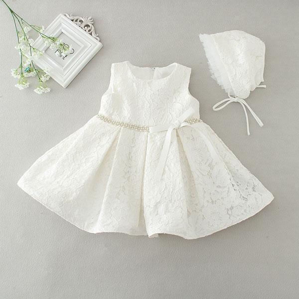 Newborn Baby Girl Dresses with Cap Super Back Bow Diamand Belt Baby Ch