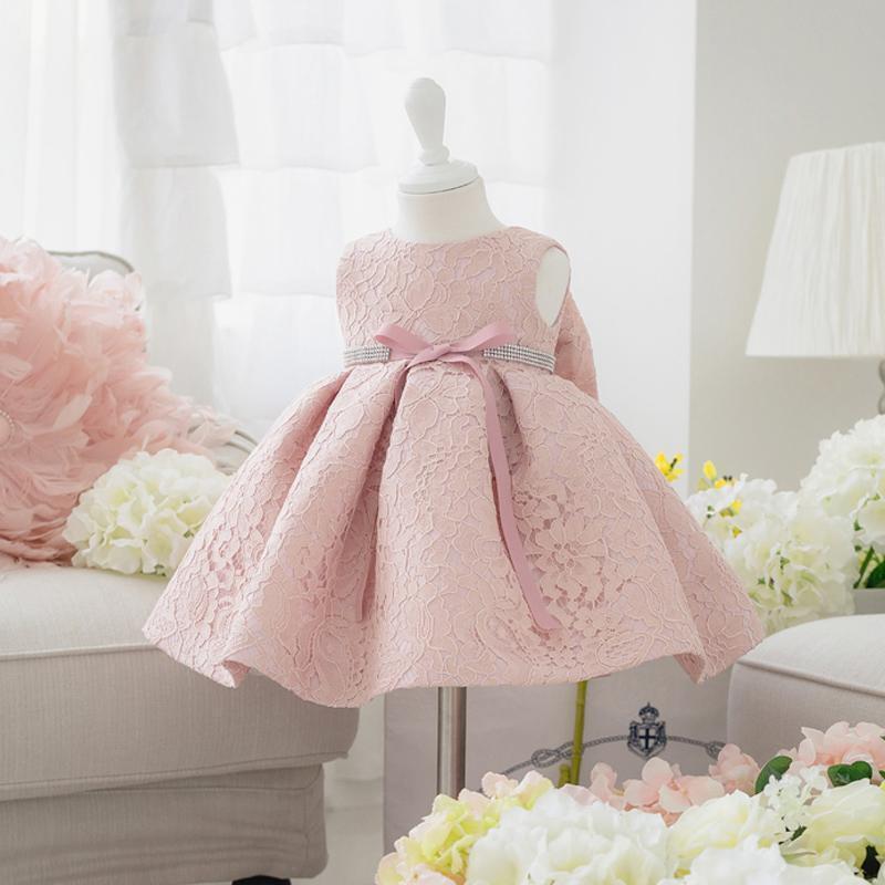 Newborn Baby Girl Dresses with Cap Super Back Bow Diamand Belt Baby Ch
