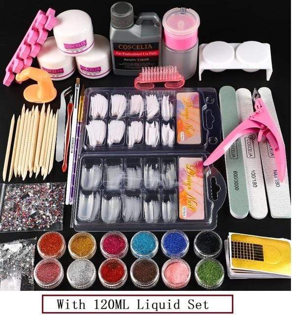 Pro Acrylic Kit Nail Manicure Set With Acrylic Liquid Nail Glitter Pow