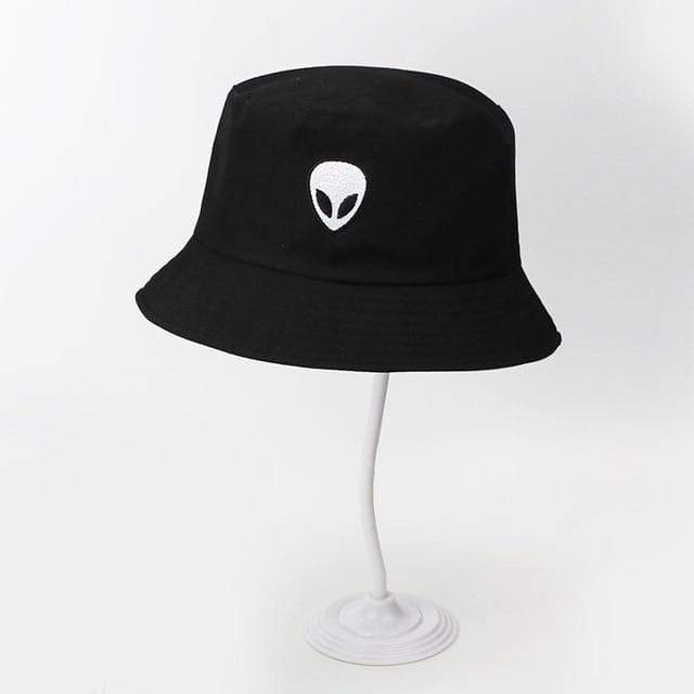Unisex Embroidery Aliens Foldable Bucket Hat Women Men Beach Sun fishi