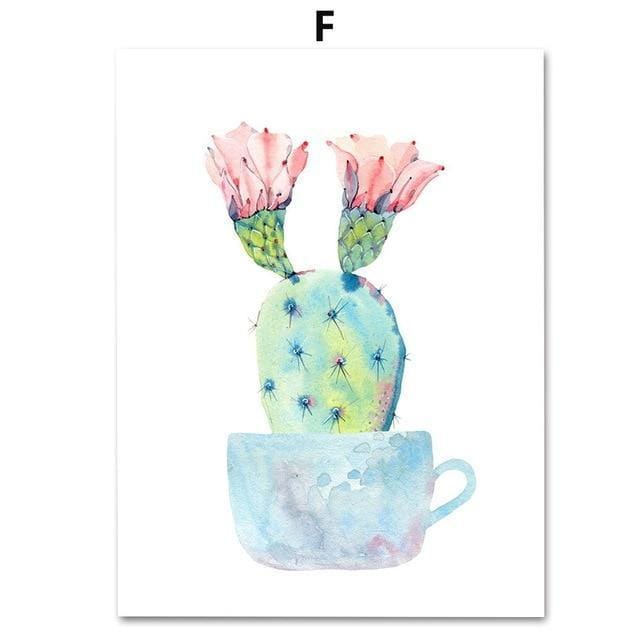 Watercolor Potted Cactus Wall Art Canvas Painting Posters And Prints N