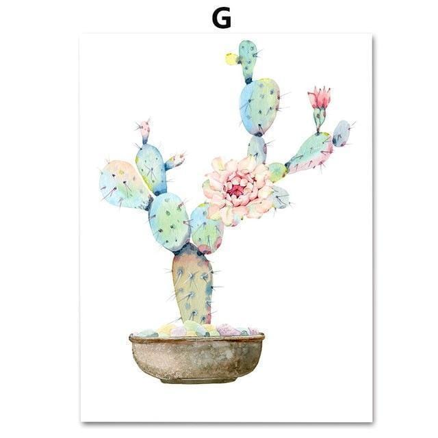 Watercolor Potted Cactus Wall Art Canvas Painting Posters And Prints N