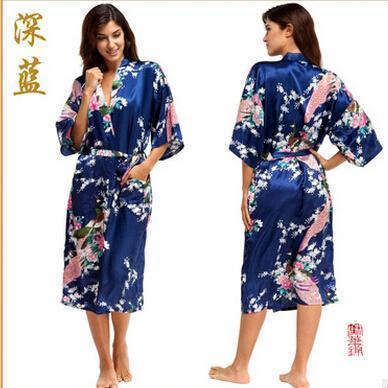Women Calf Length silk Floral Print Robe