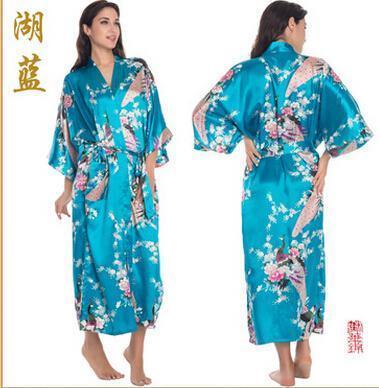 Women Calf Length silk Floral Print Robe