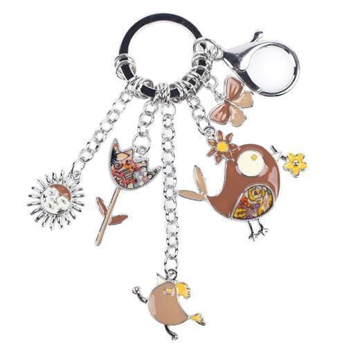 Women Enamel Whimsical Spring Theme Charm Key Ring / Bag Charm