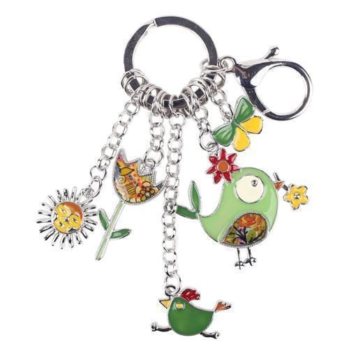 Women Enamel Whimsical Spring Theme Charm Key Ring / Bag Charm