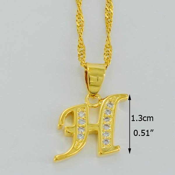 Women Gold Color Initial Pendant And Chain With Cubic Zircon