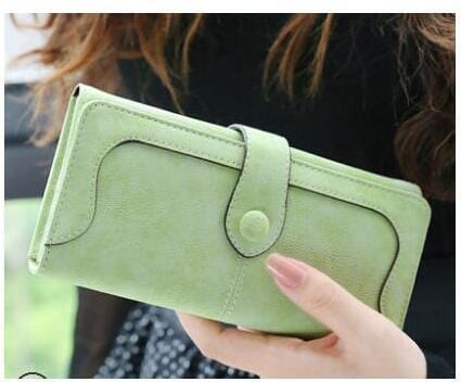 Women Patent Leather Wallet With Metal Chain Tassel Detailing