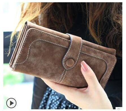 Women Patent Leather Wallet With Metal Chain Tassel Detailing